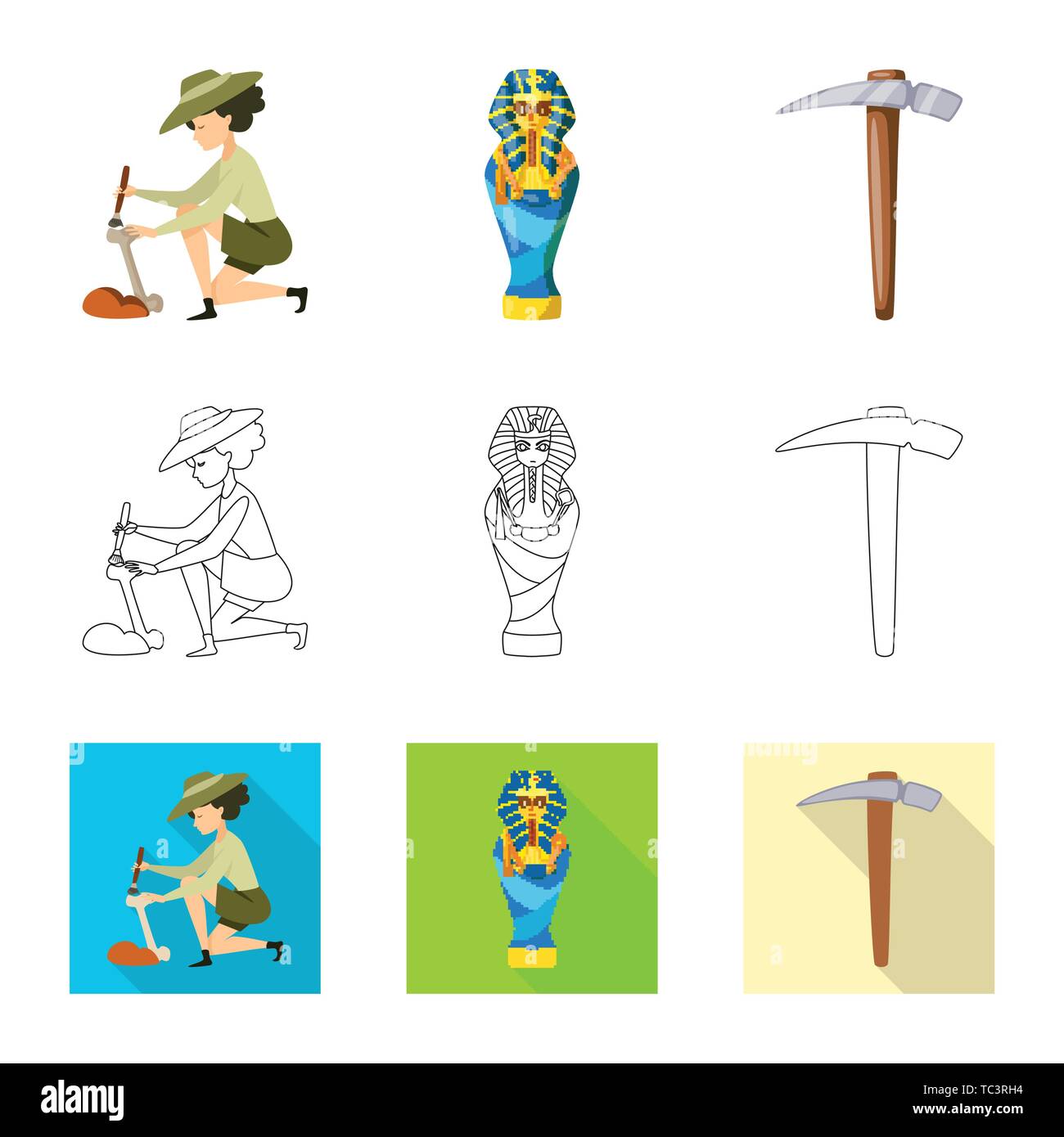 archaeologist,sarcophagus,pickaxe,girl,pharaoh,pick,ground,Egyptian,dig ...