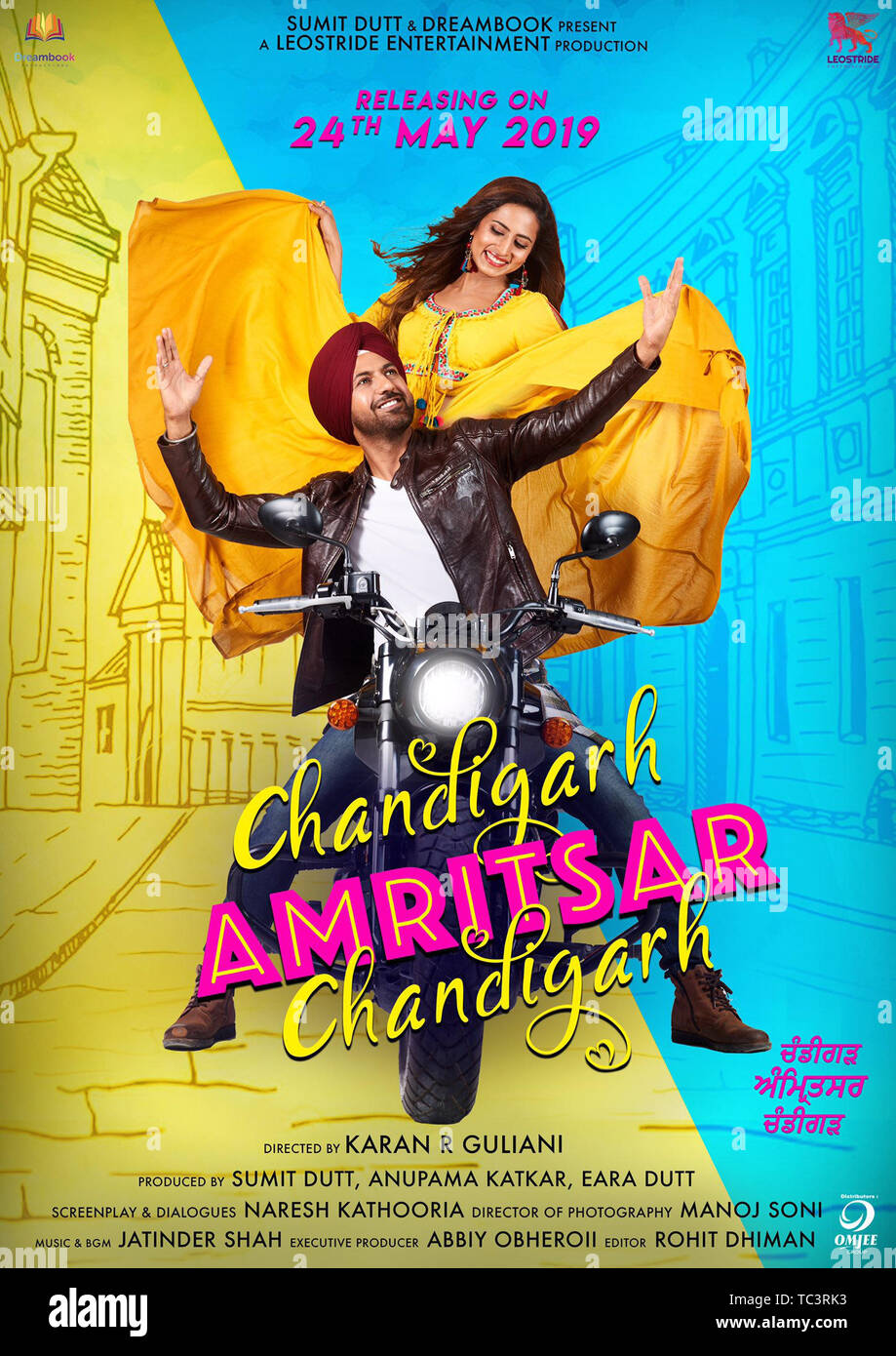 CHANDIGARH AMRITSAR CHANDIGARH, Indian poster in English and Punjabi, from top: Sargun Mehta ...