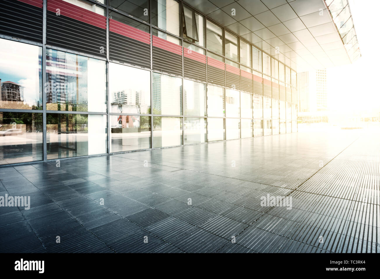 modern building glass wall and empty path Stock Photo - Alamy