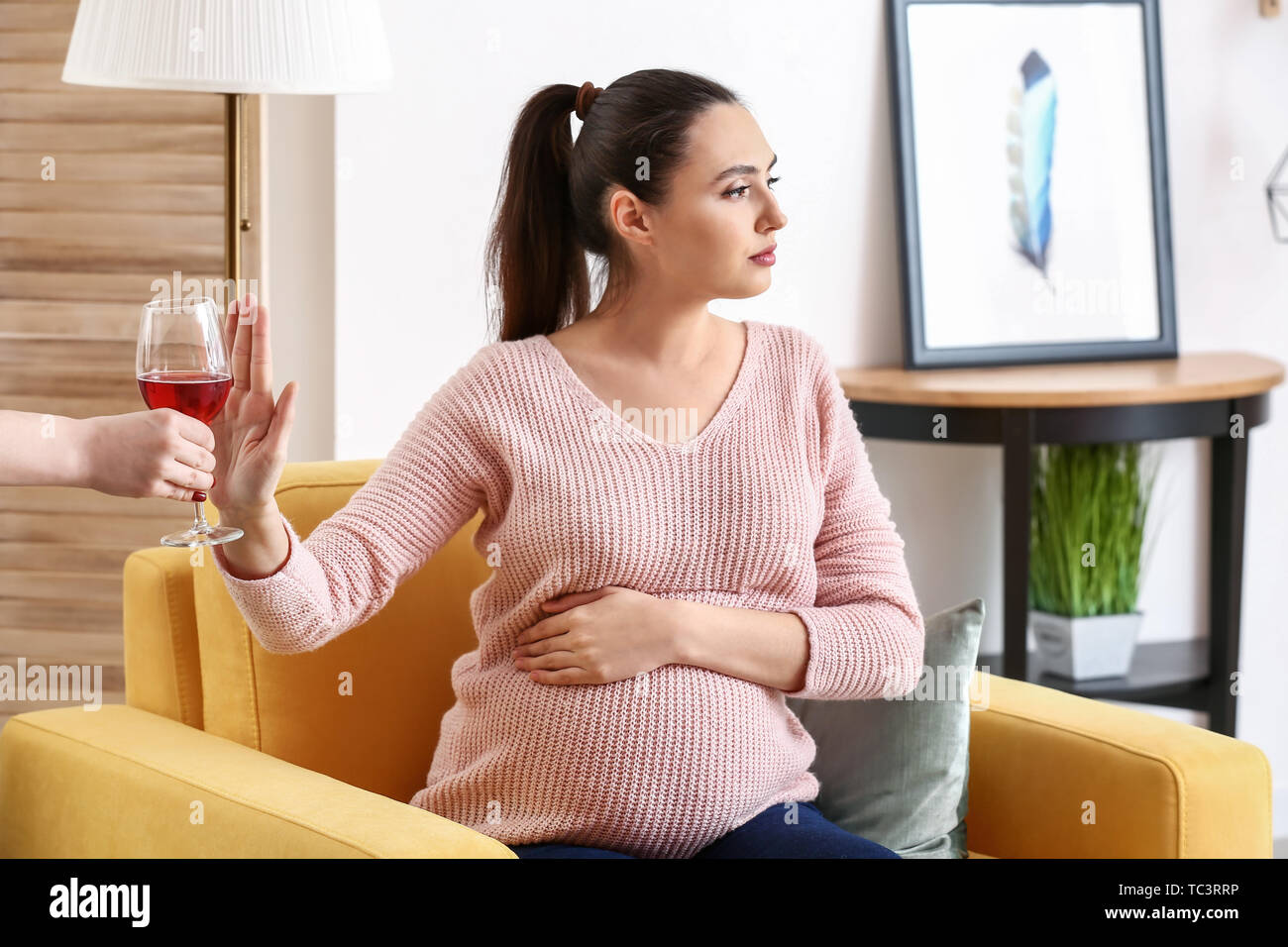 Woman refuse wine hi-res stock photography and images - Alamy
