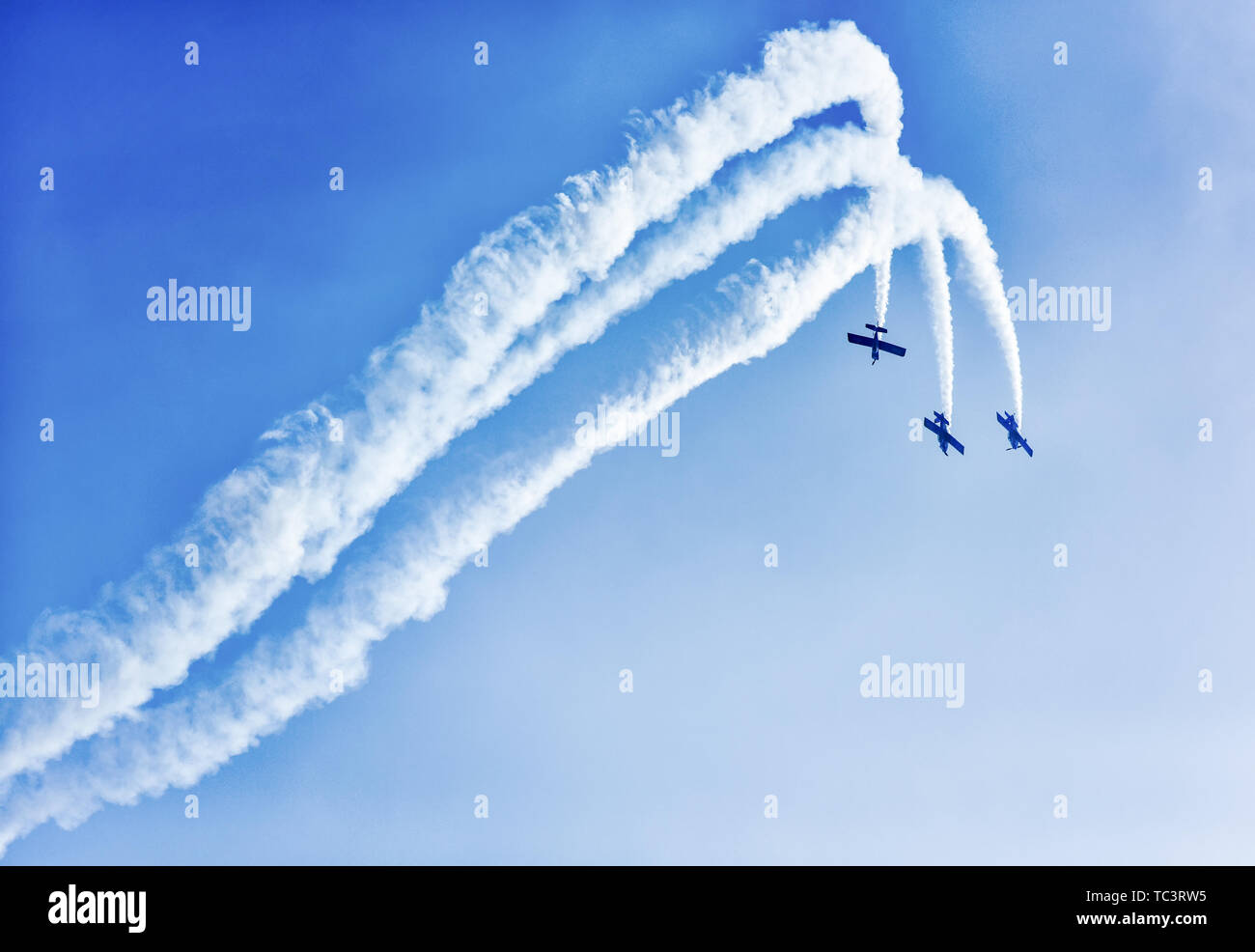 Aircraft formation in the sky Stock Photo - Alamy