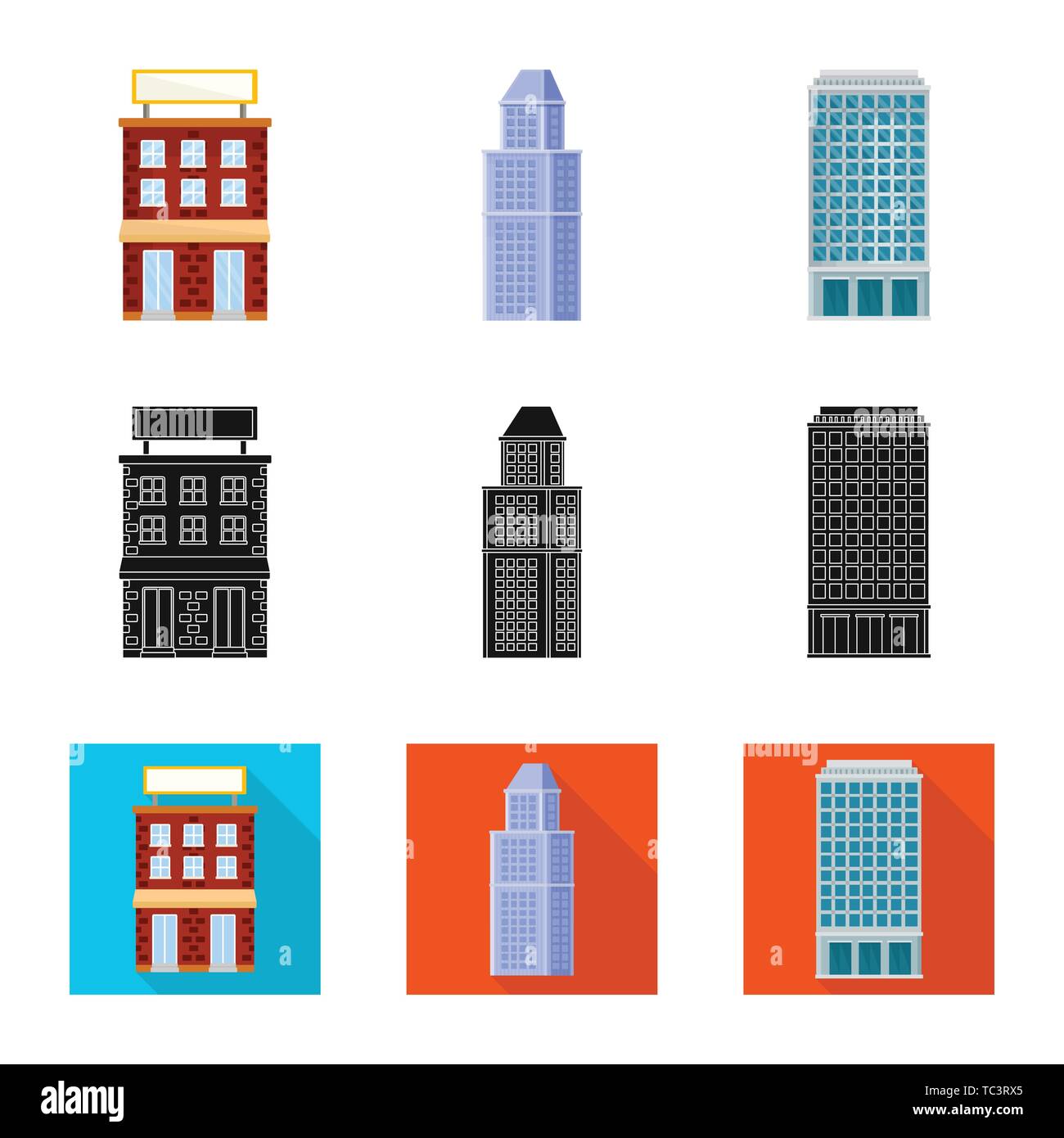 Vector illustration of municipal and center symbol. Set of municipal ...