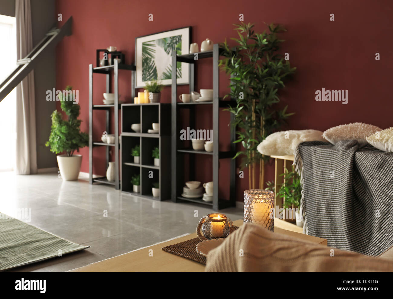 Stylish interior of living room Stock Photo - Alamy