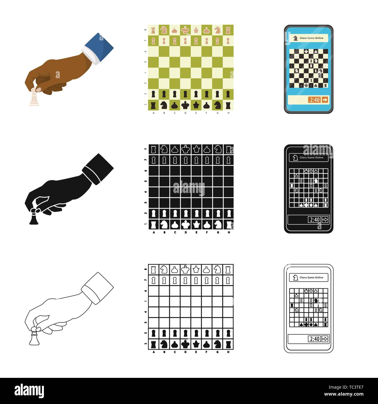 Isolated object of checkmate and thin symbol. Set of checkmate and ...