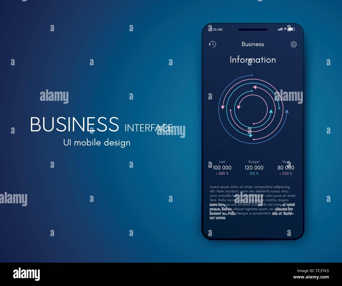 Vector graphics mobile infographics with one option. Template for ...