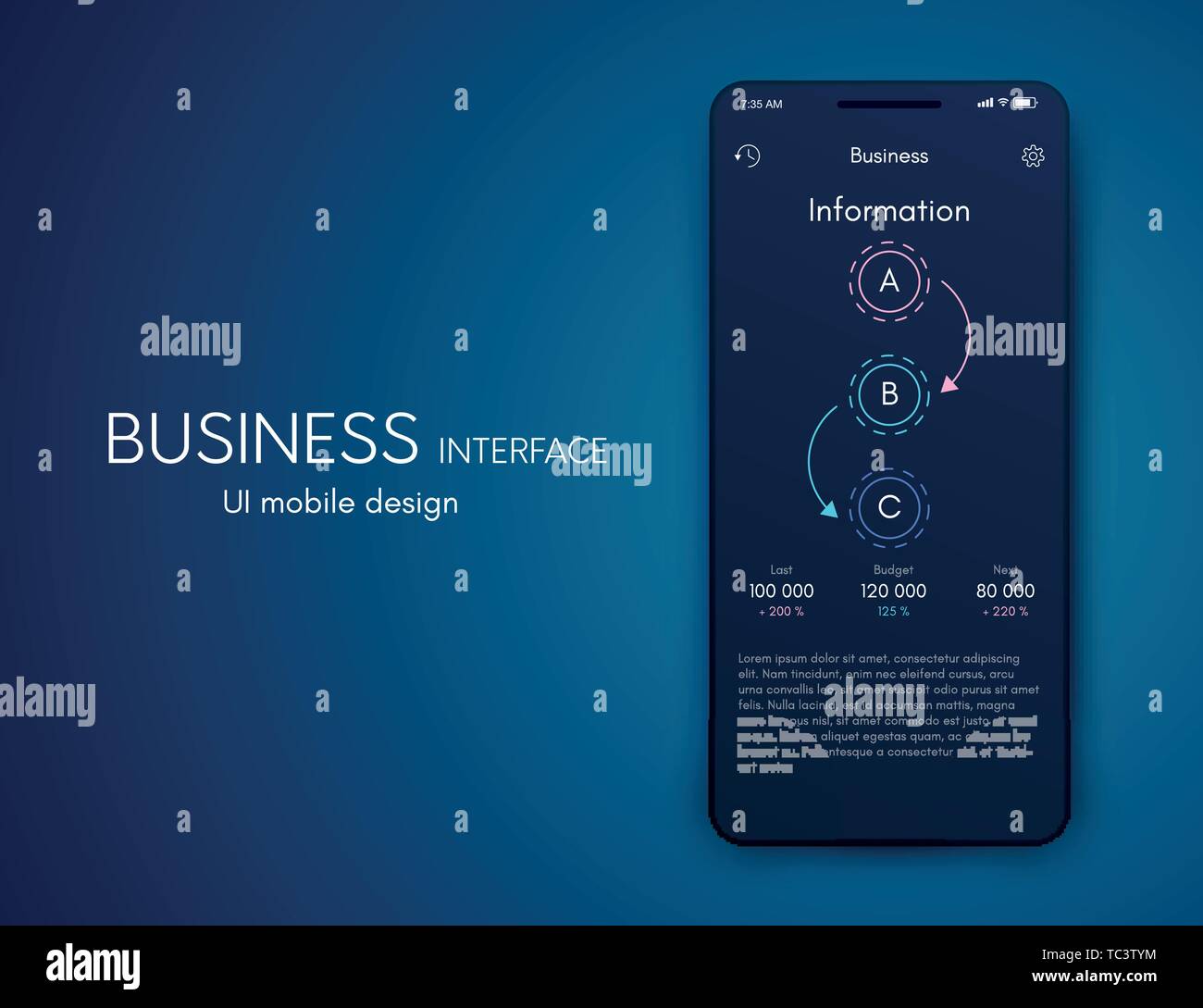 Vector graphics mobile infographics with three options. Template for ...