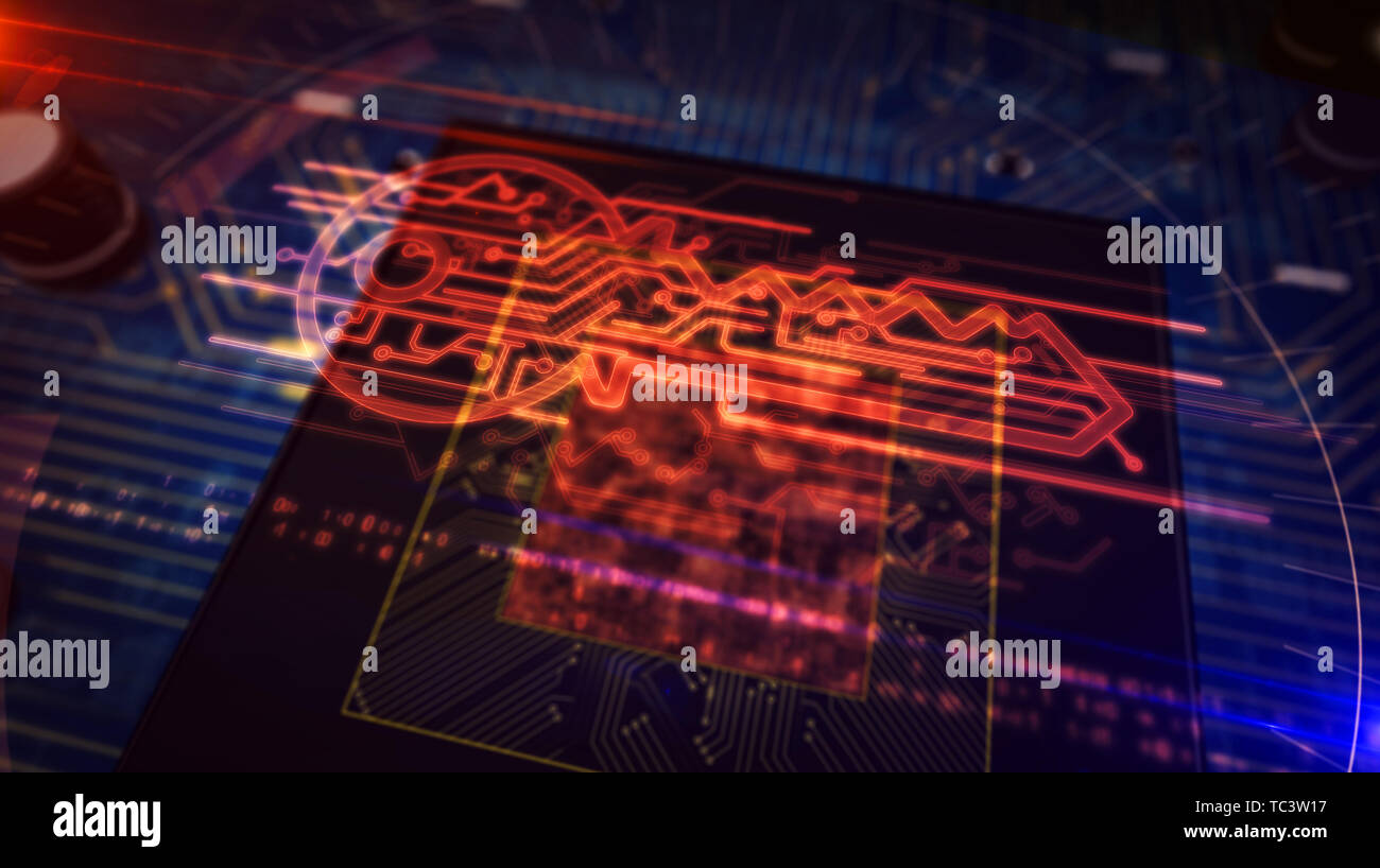 Cyber Security Computer Protection Coding And Encryption Concept With Digital Key Hologram