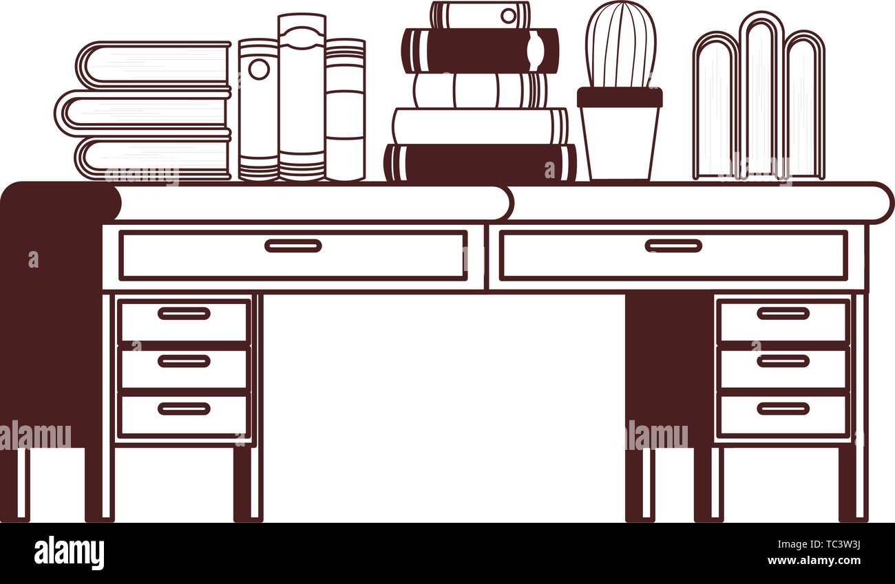 desk with stack of books on white background Stock Vector Image & Art ...