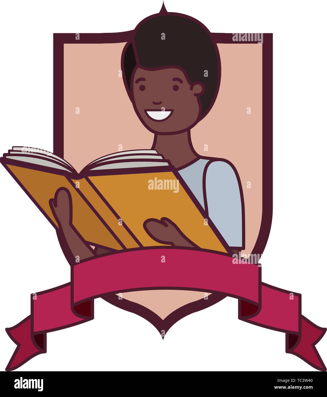 frame with student boy and reading book Stock Vector Image & Art - Alamy