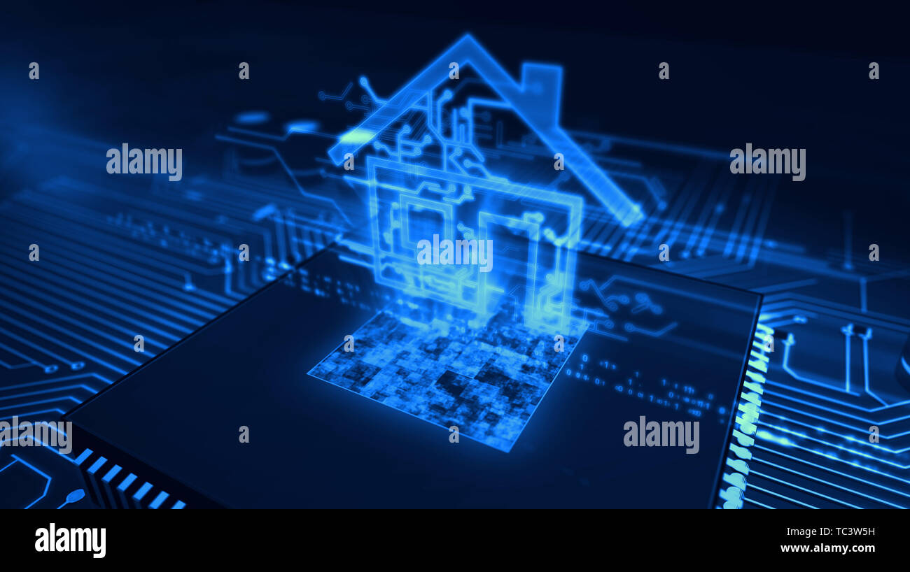 Smart home automation animation over hi-res stock photography and ...