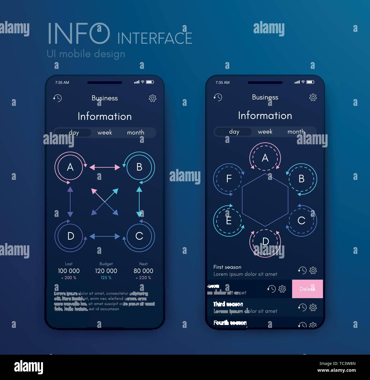 Vector graphics mobile infographics with four and six options. Template ...