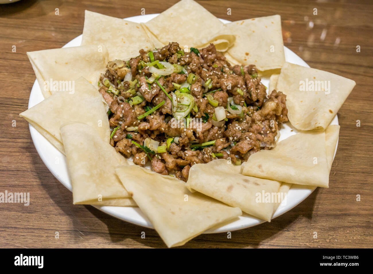 Delicious lobun roll lamb at Asian Chinese restaurant Stock Photo - Alamy