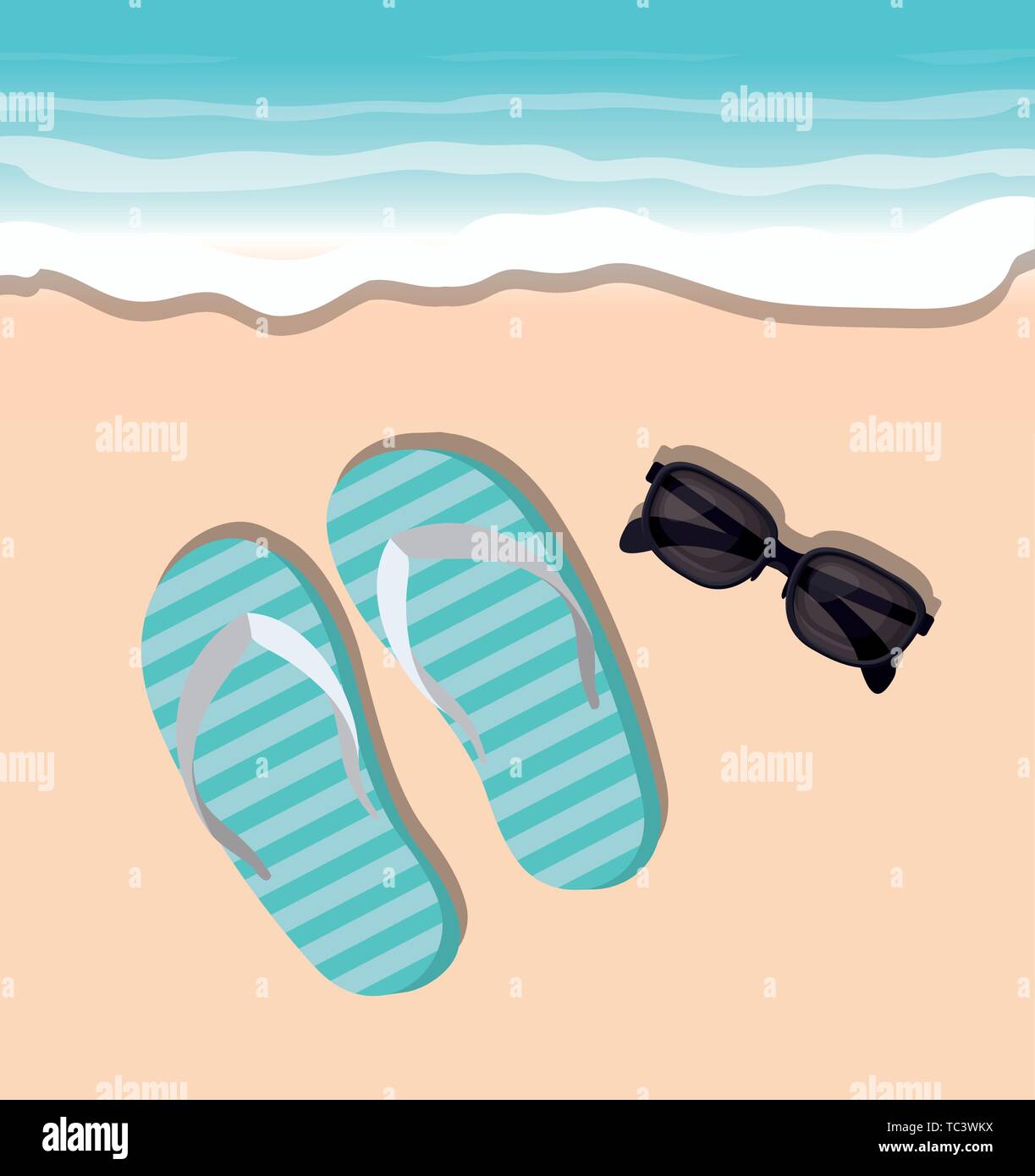 summer flip flops in the beach design Stock Vector Image & Art - Alamy