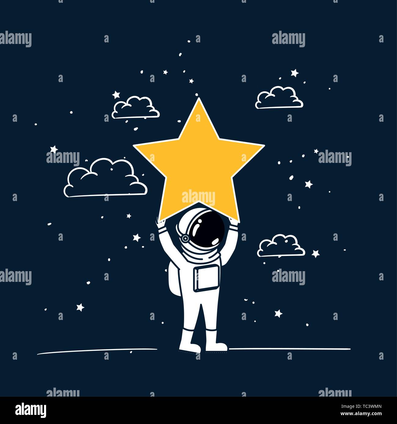 Astronaut draw with yellow star design Stock Vector Image & Art - Alamy