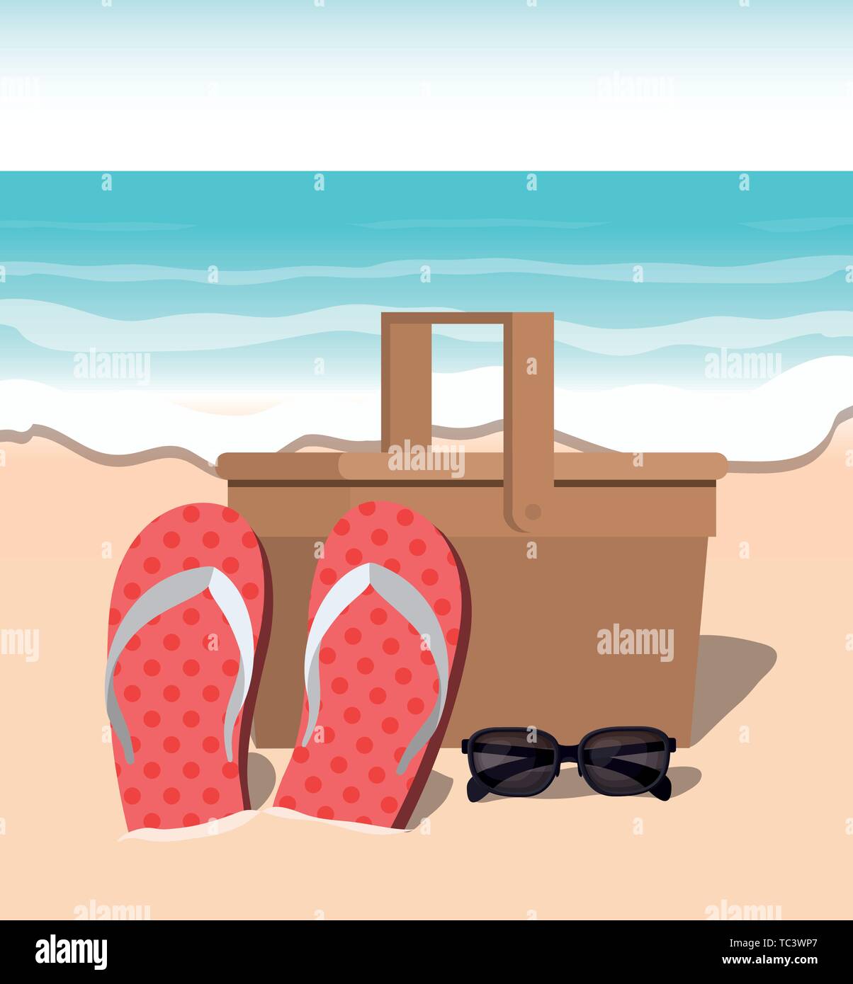 summer flip flops in the beach design Stock Vector Image & Art - Alamy