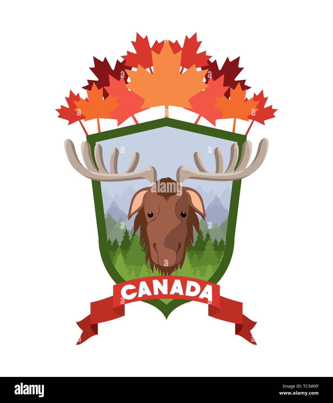 Moose animal and pine trees design Stock Vector Image & Art - Alamy