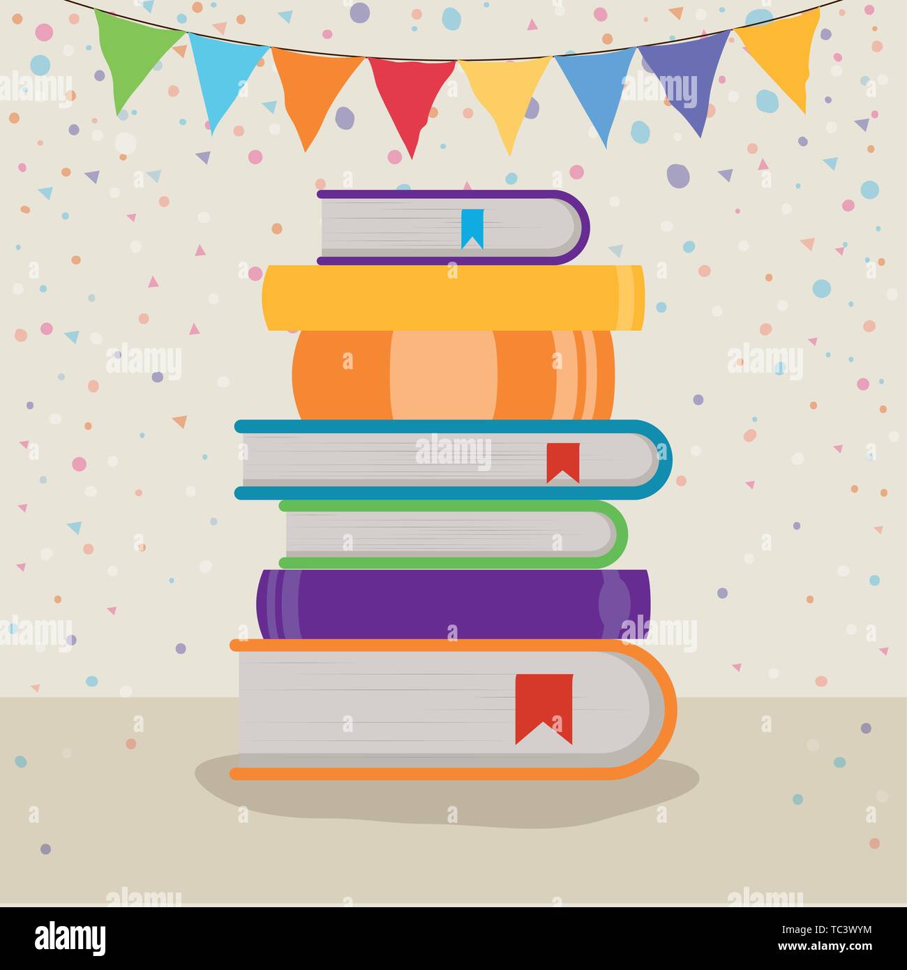 Group of books and pennant design vector illustration Stock Vector ...