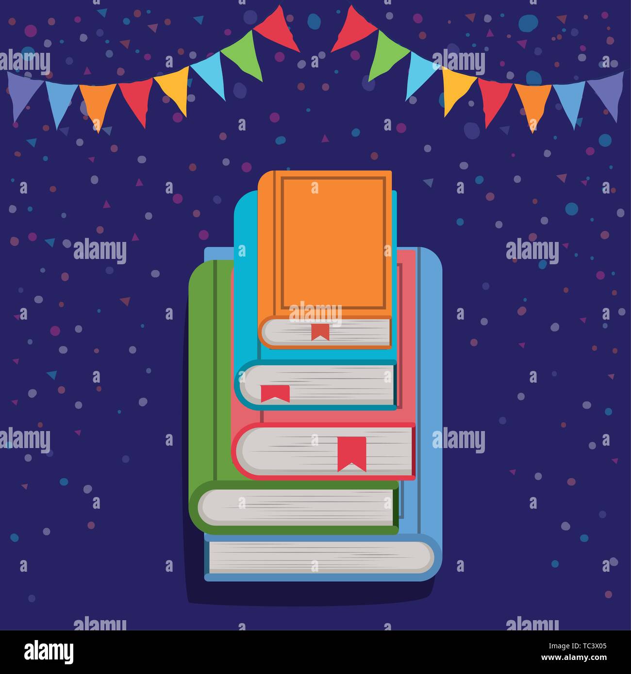 Group of books and pennant design vector illustration Stock Vector ...
