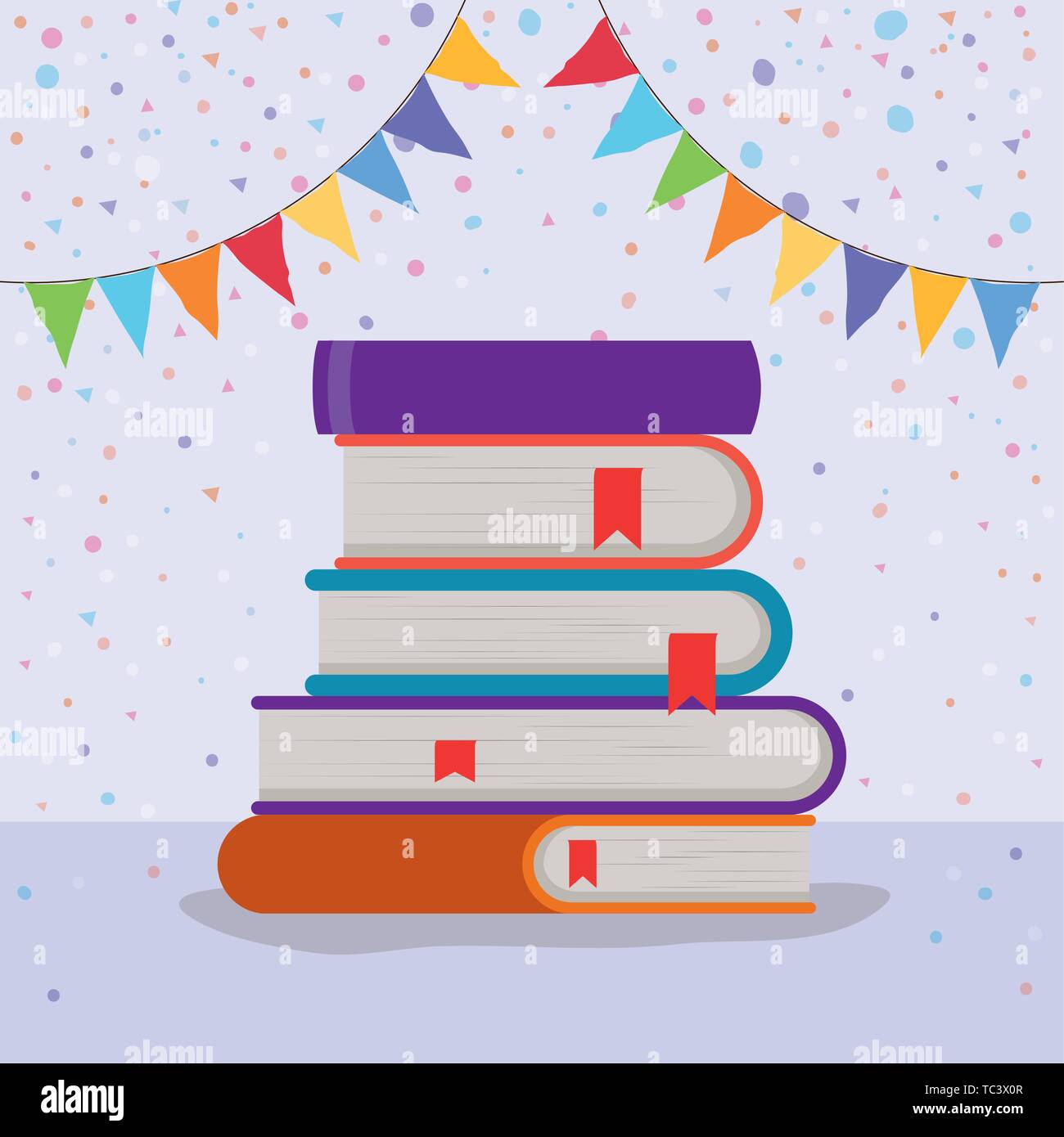 Group of books and pennant design vector illustration Stock Vector ...