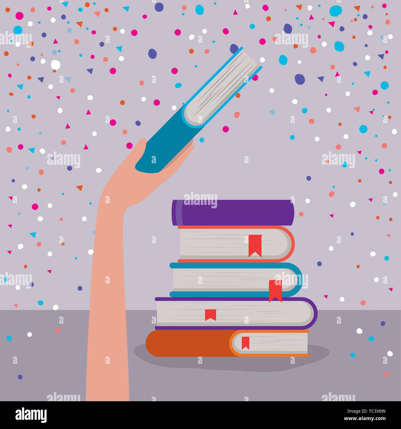 Hand holding book design vector illustration Stock Vector Image & Art ...