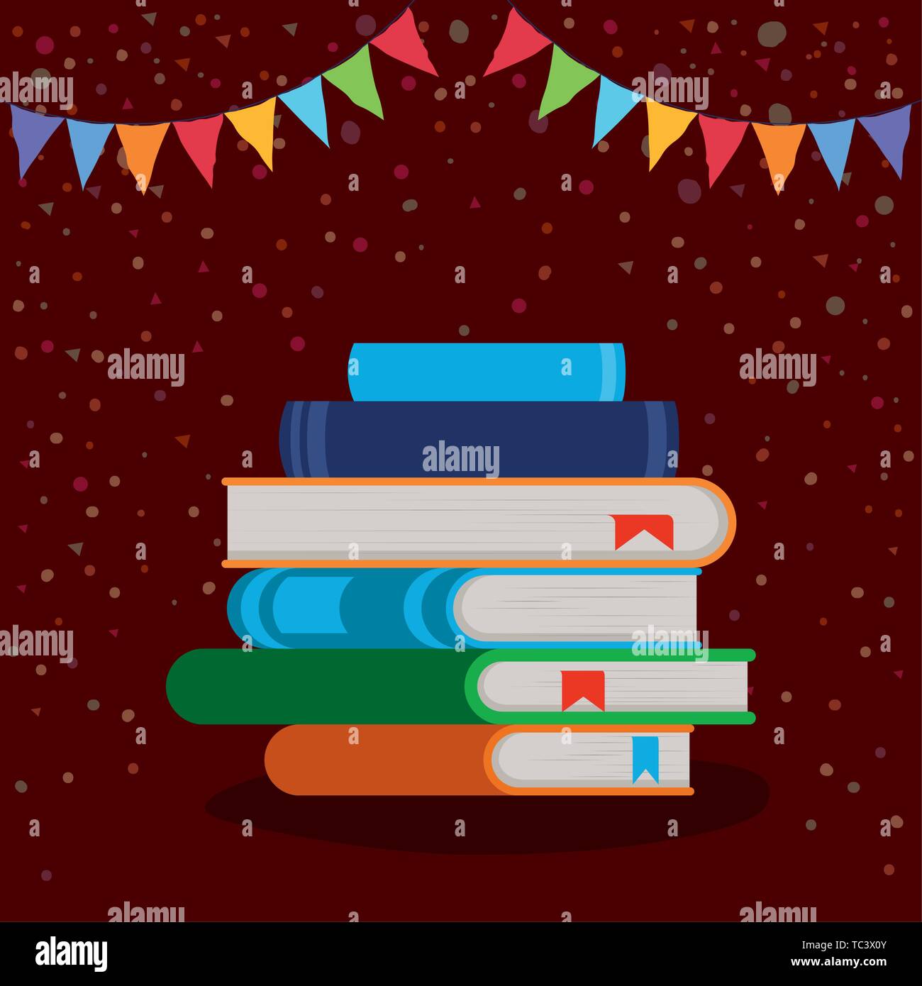 Group of books and pennant design vector illustration Stock Vector ...