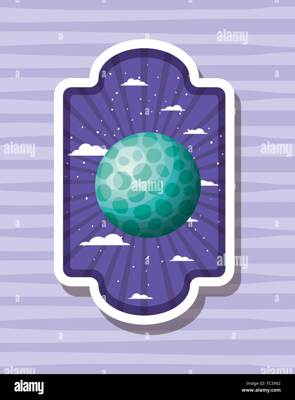 Space planet over striped label design vector illustration Stock Vector ...