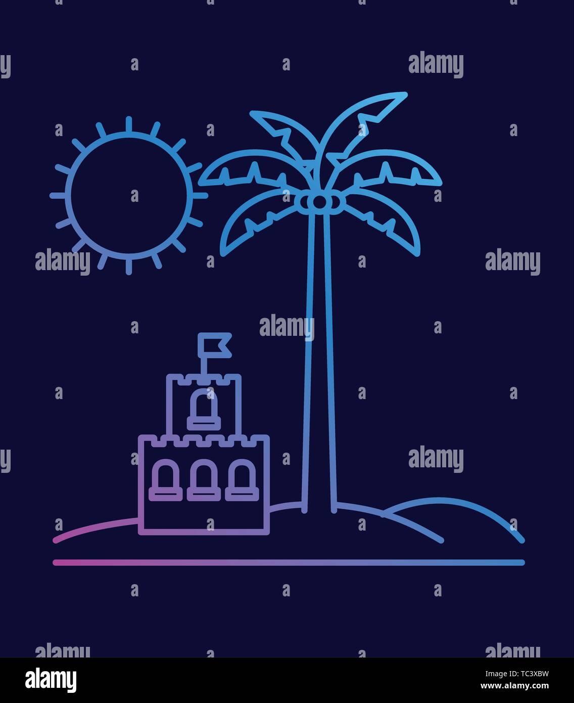 Sand castle and palm tree design Stock Vector Image & Art - Alamy