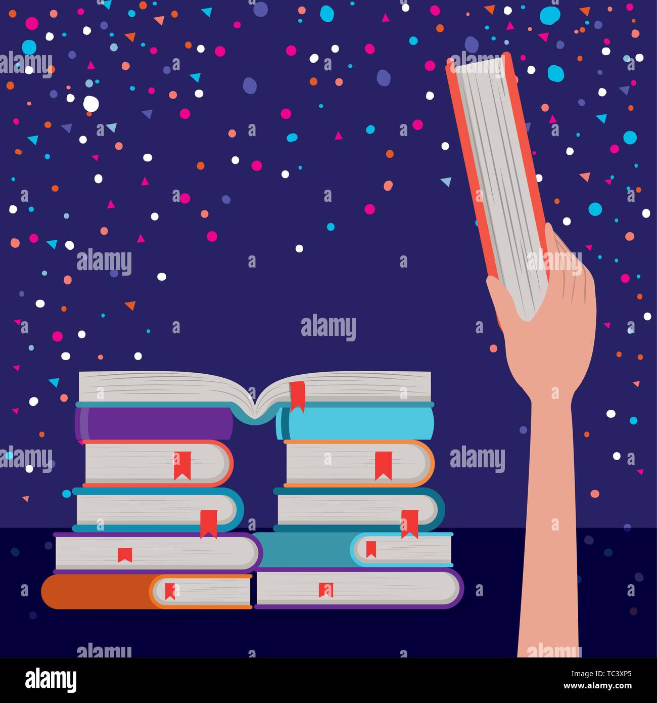 Hand holding book design vector illustration Stock Vector Image & Art ...