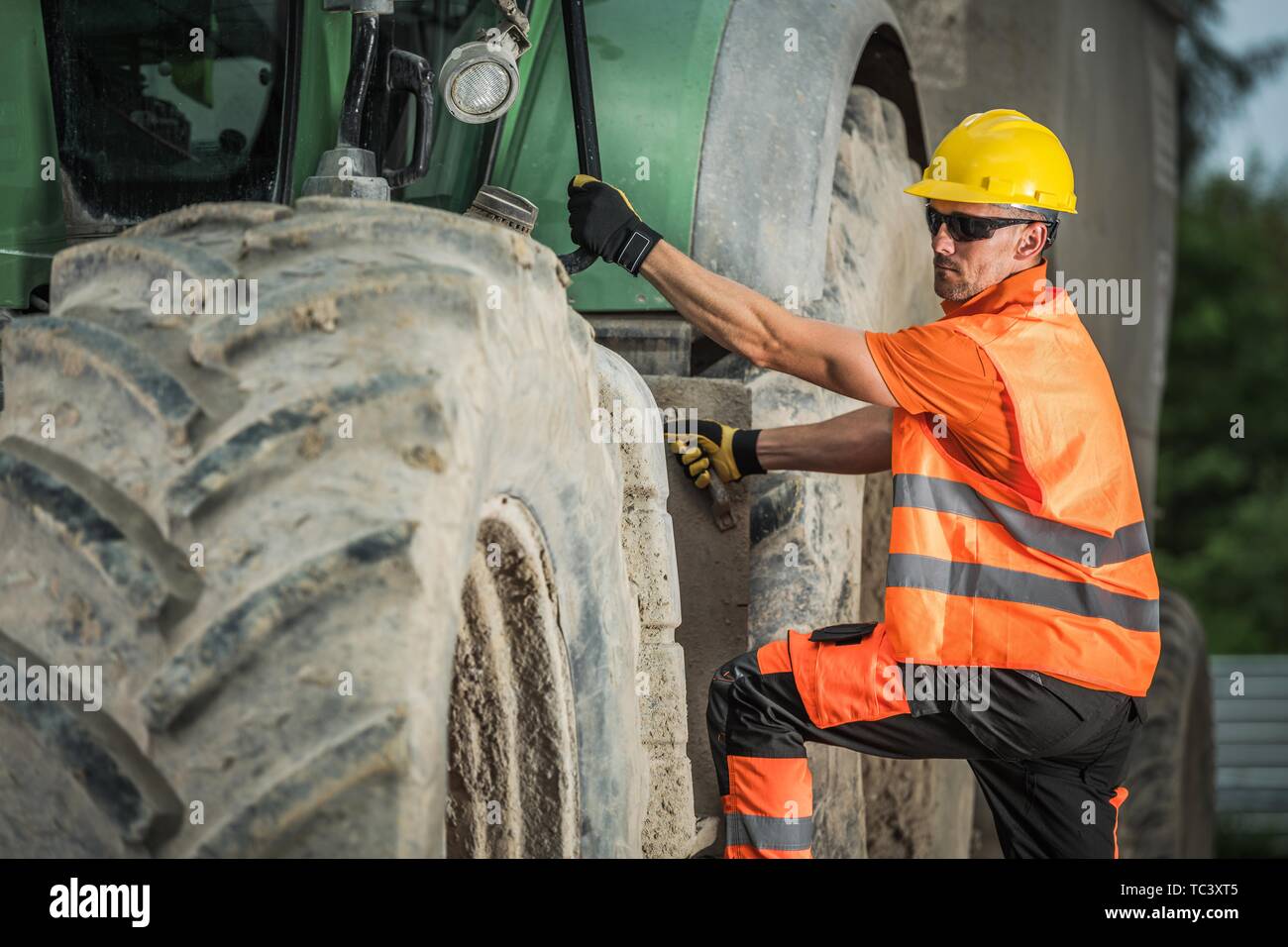 Heavy Machine Operating. Caucasian Professional Industrial Operator ...