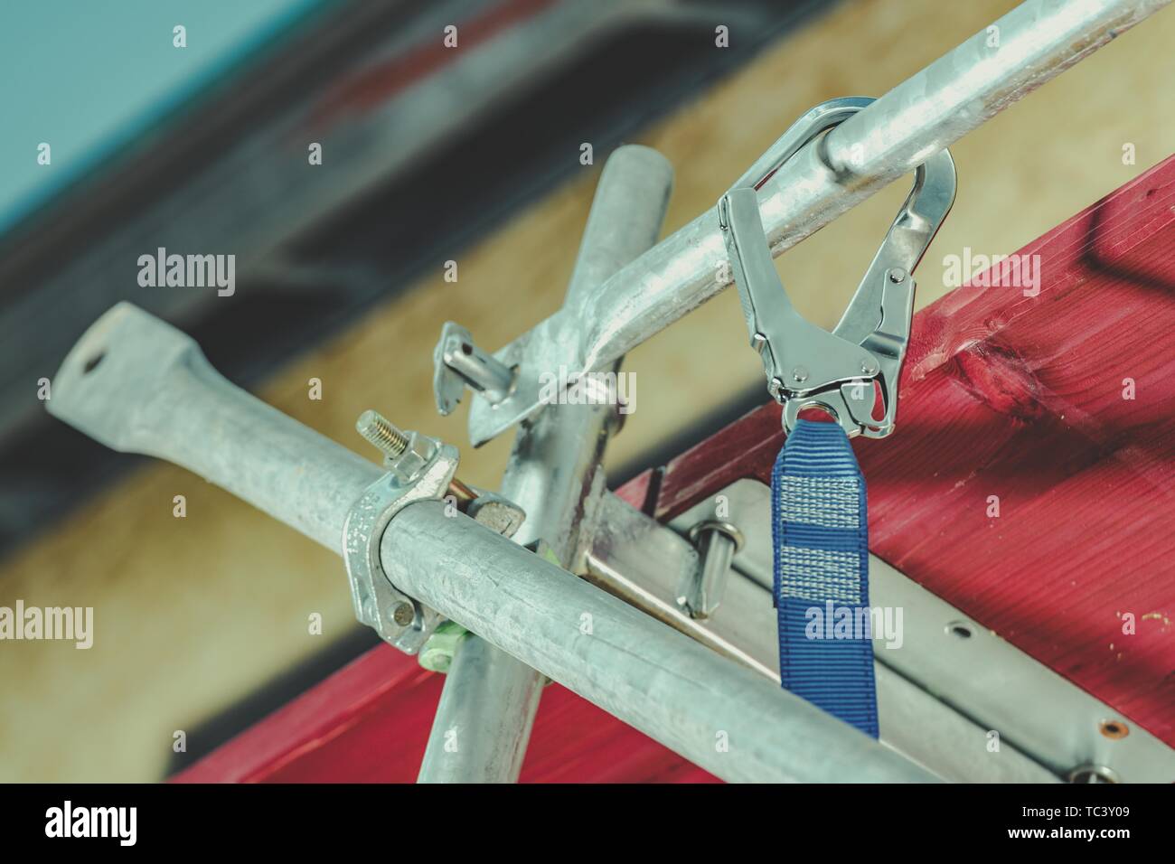 Safety Harness While Working on a Scaffolding. Conceptual Photo ...