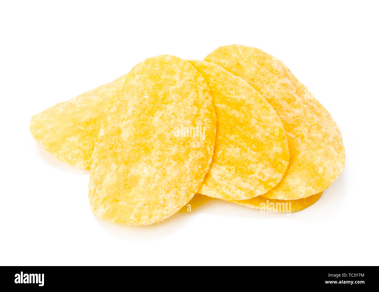yellow potato chips isolated on white Stock Photo - Alamy
