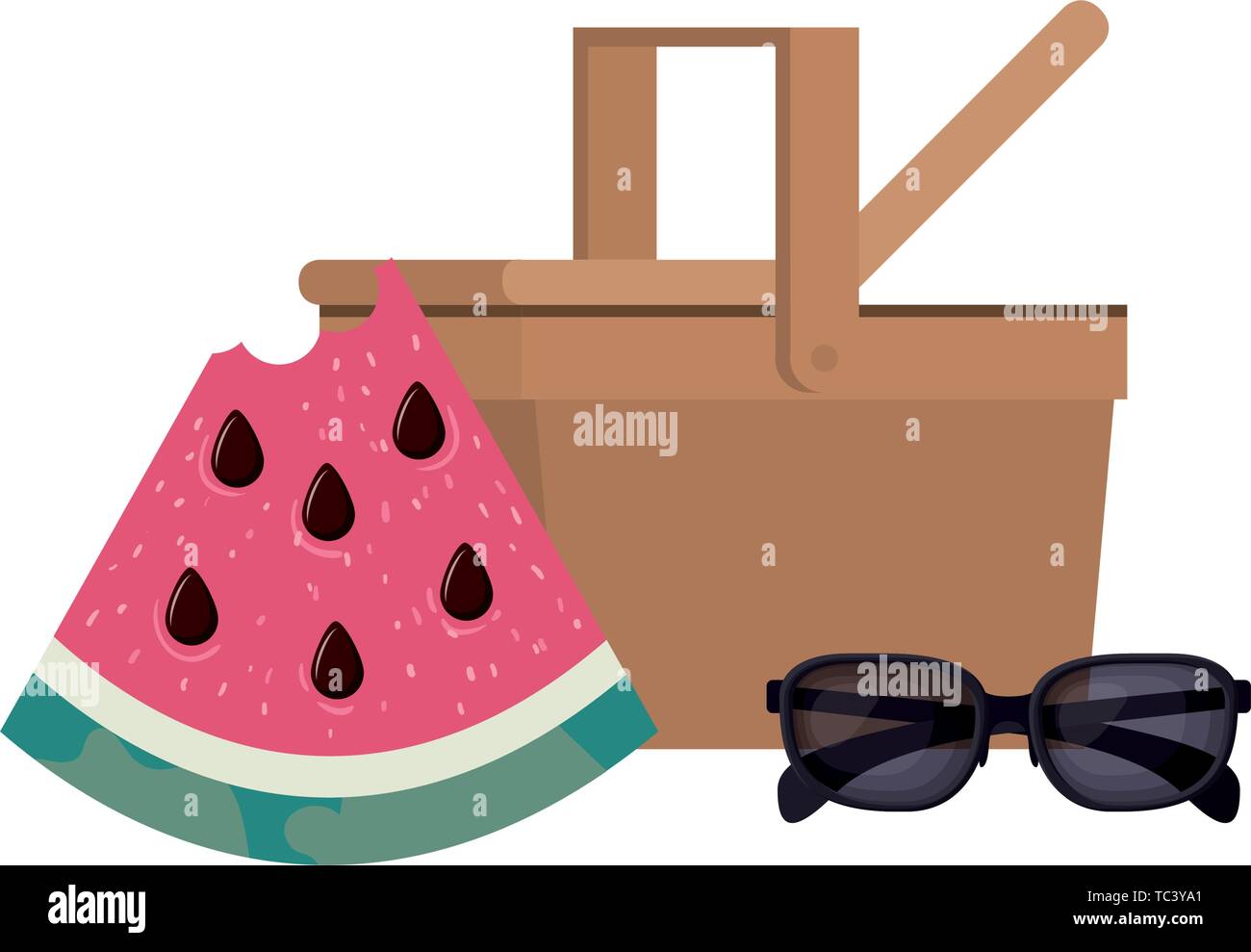 picnic basket with portion of watermelon Stock Vector Image & Art - Alamy