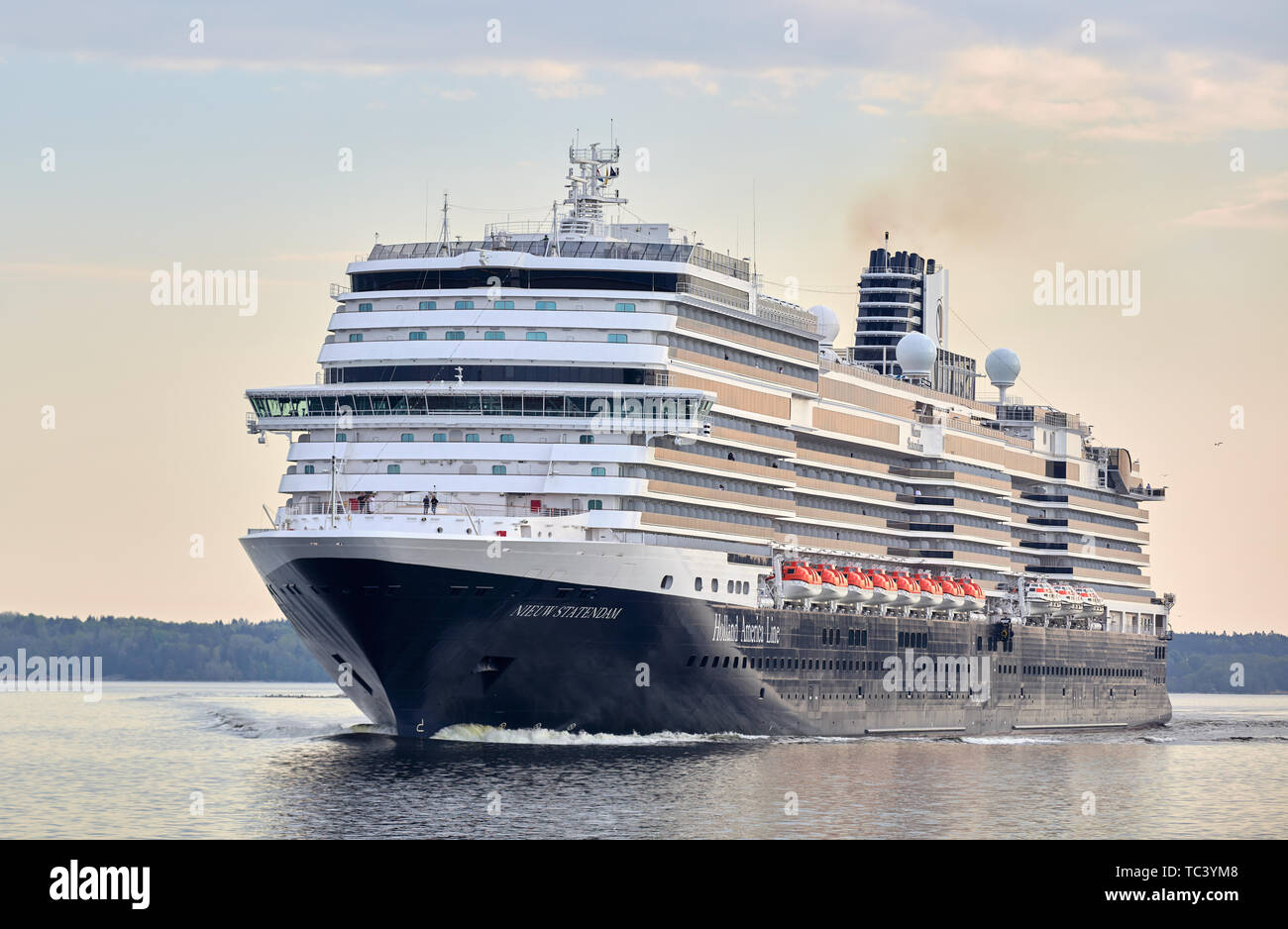 Large cruise ship Nieuw Statendam from Holland-America Line arriving to ...