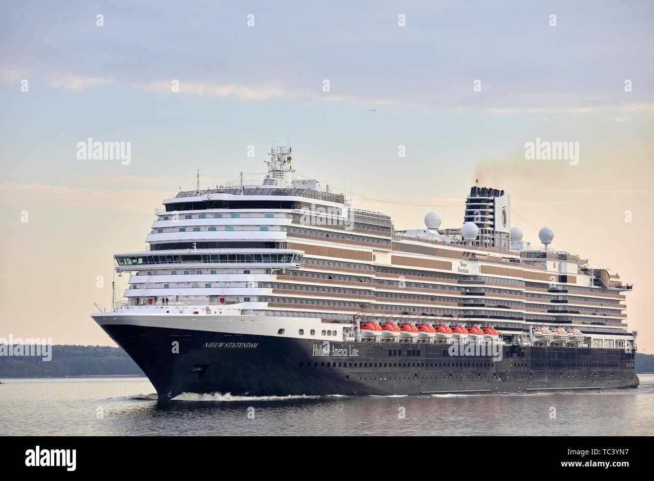 Large cruise ship Nieuw Statendam from Holland-America Line arriving to ...