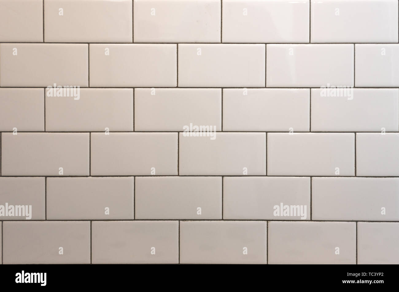 White Subway Tile With Black Grout Background Image Stock Photo - Alamy