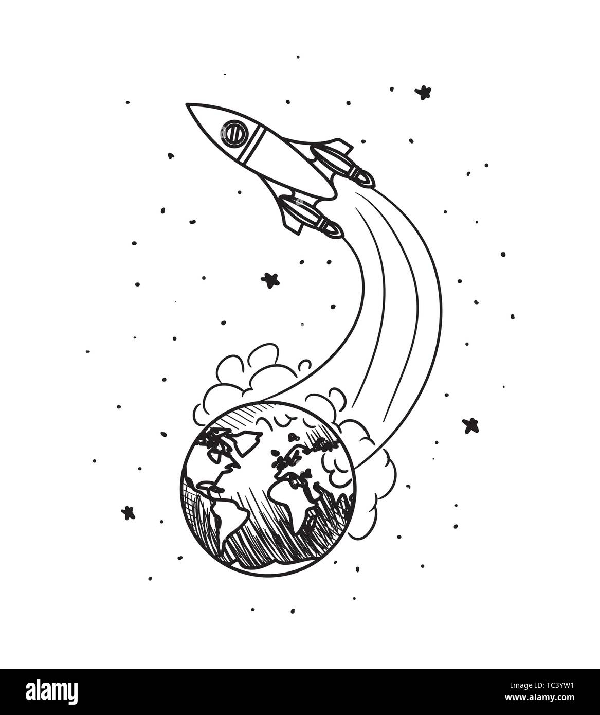 Planet draws of solar system and rocket design Stock Vector Image & Art ...
