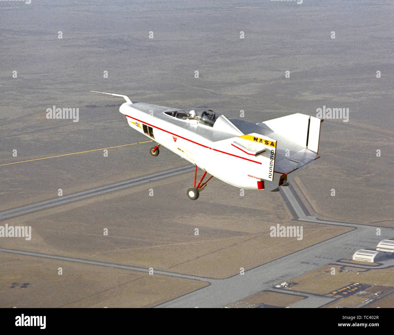 M2-F1 lifting body aircraft flying over the Flight Research Center ...