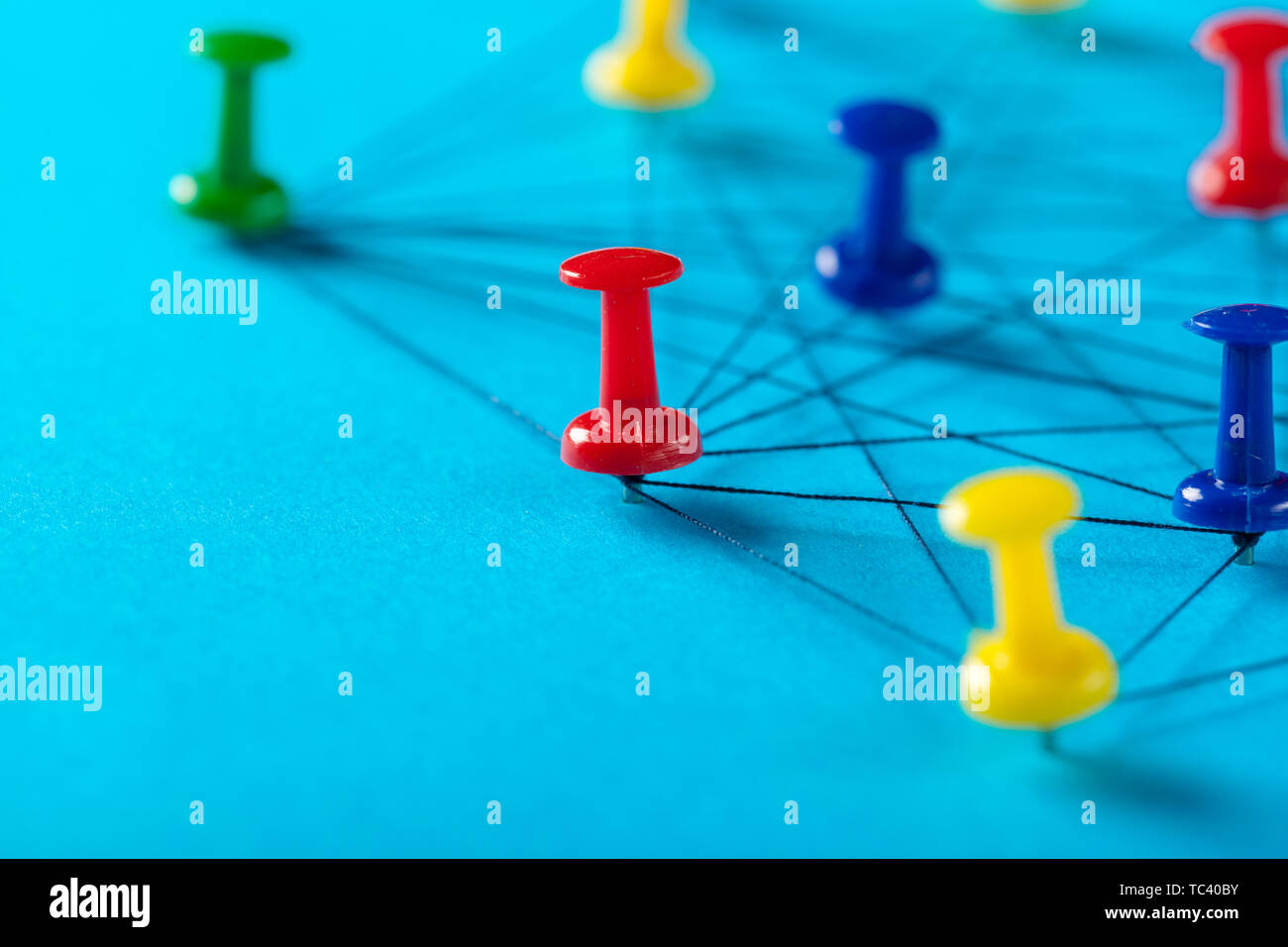 Network with pins Stock Photo - Alamy