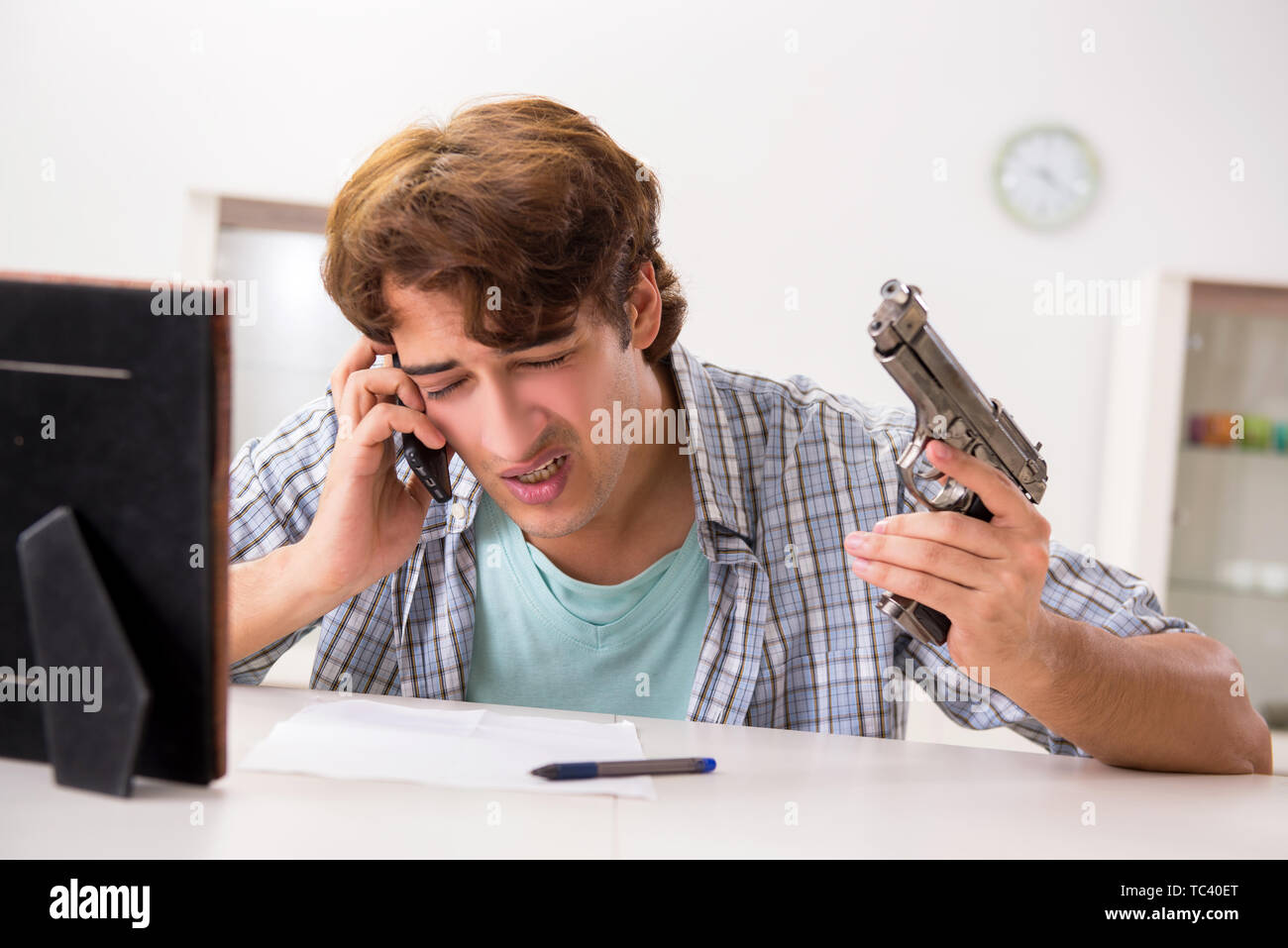Man crying broken phone hi-res stock photography and images - Alamy