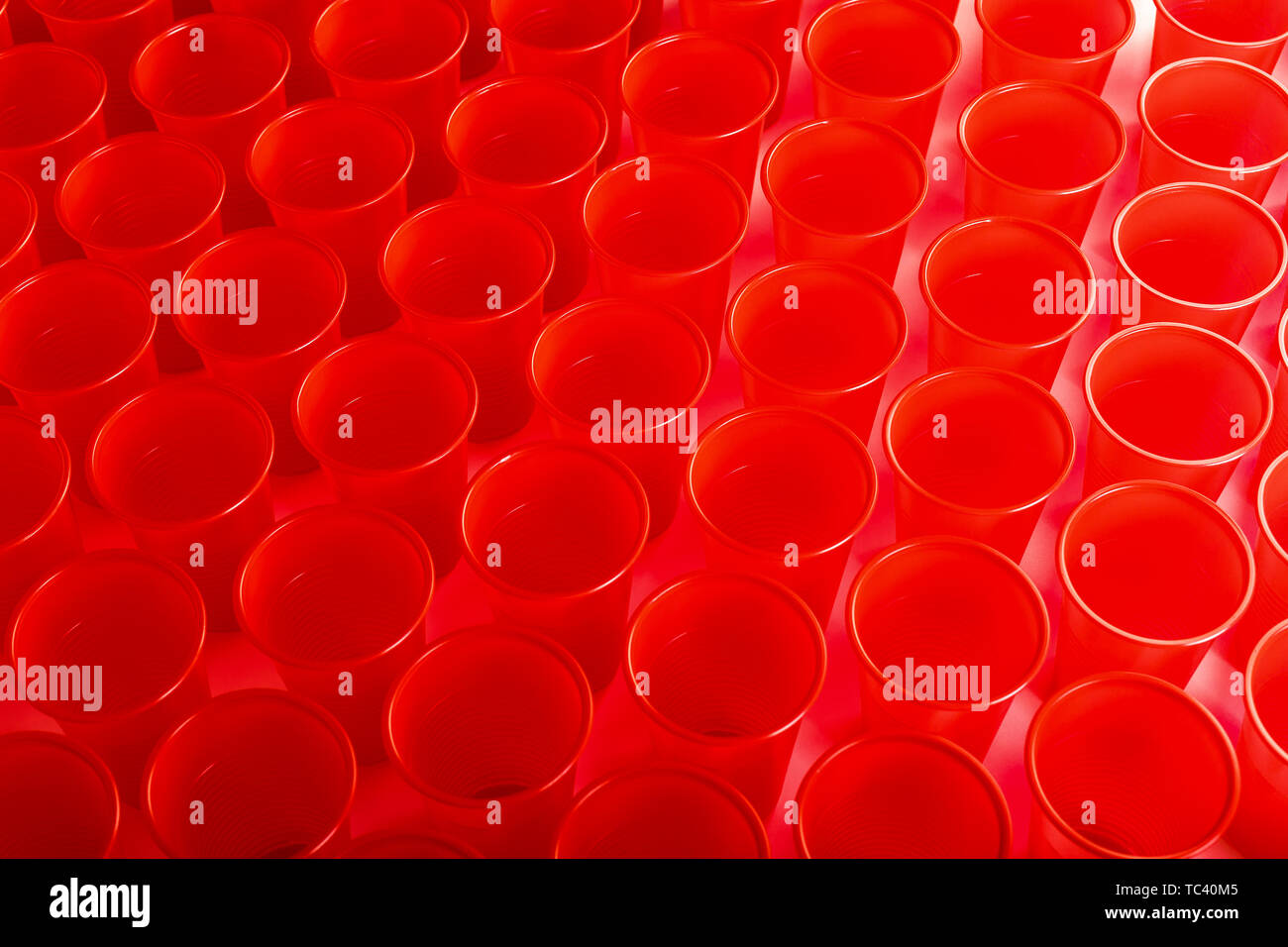 red disposable plastic glasses Stock Photo - Alamy