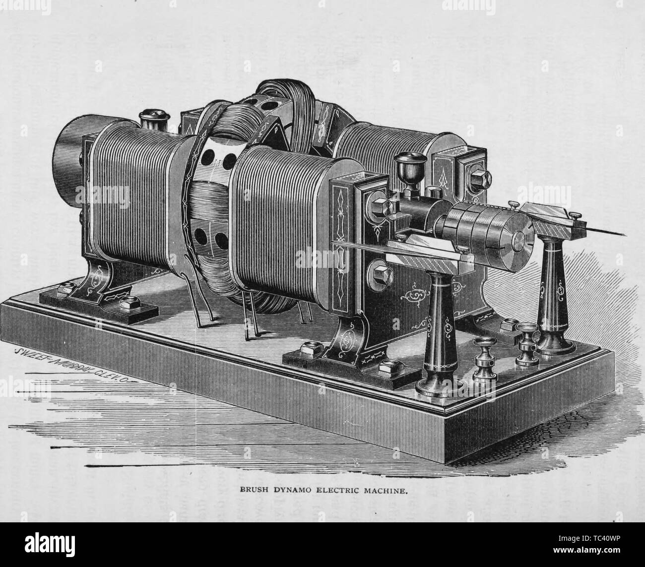 Engraving of the brush dynamoelectric machine, from the book ...