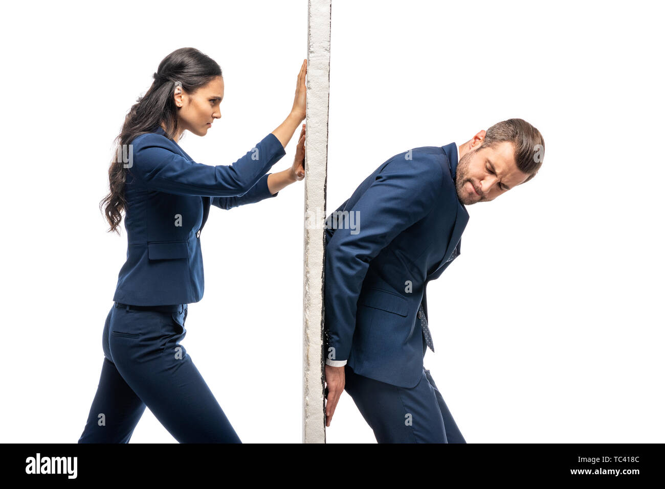Girl pushing wall hi-res stock photography and images - Alamy
