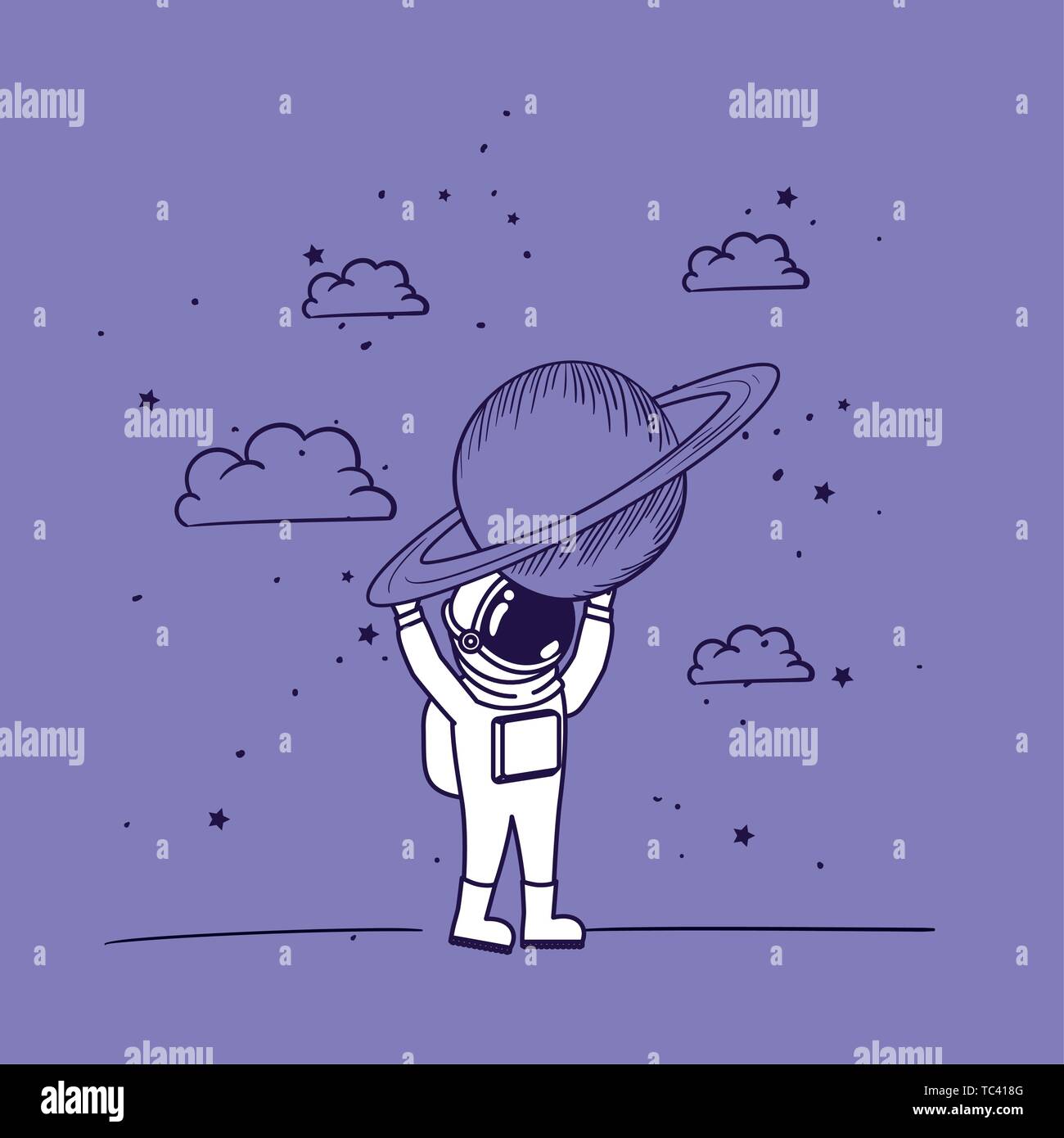 Astronaut draw with planet design Stock Vector Image & Art - Alamy