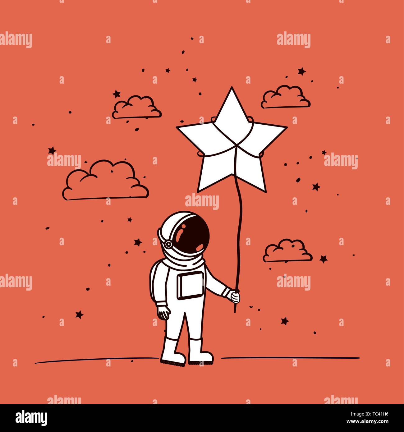 Astronaut draw with star design Stock Vector Image & Art - Alamy
