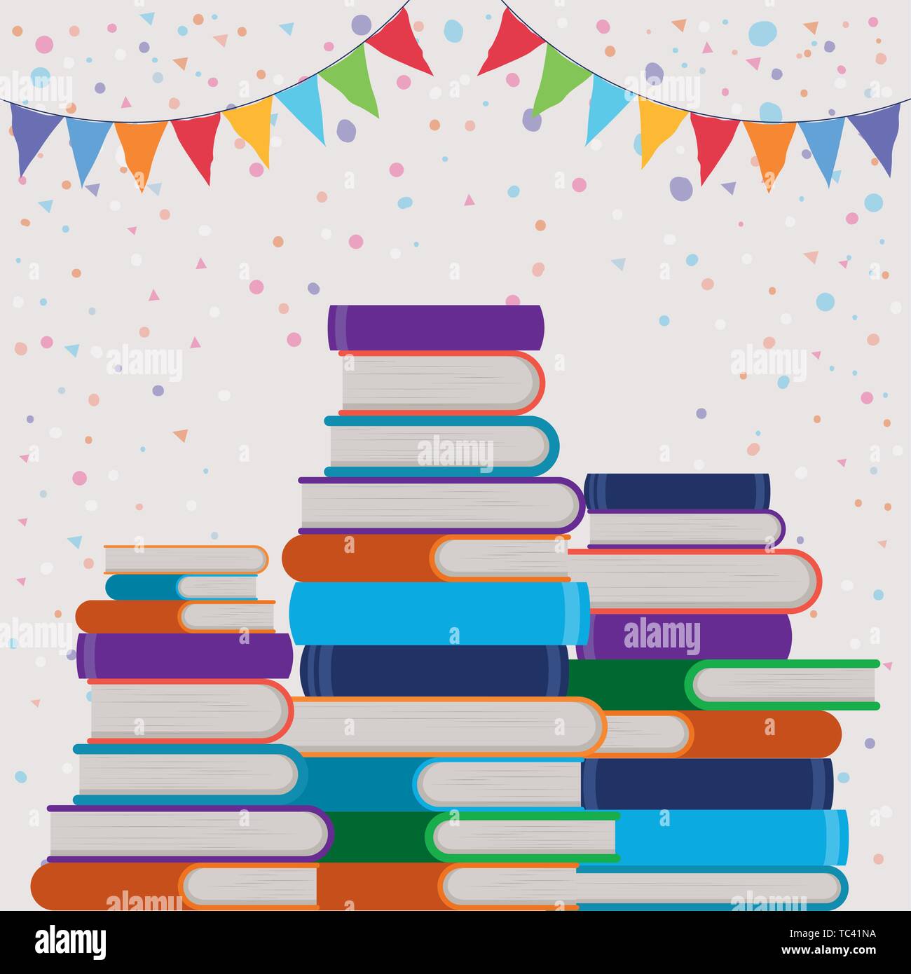 Group of books and pennant design vector illustration Stock Vector ...