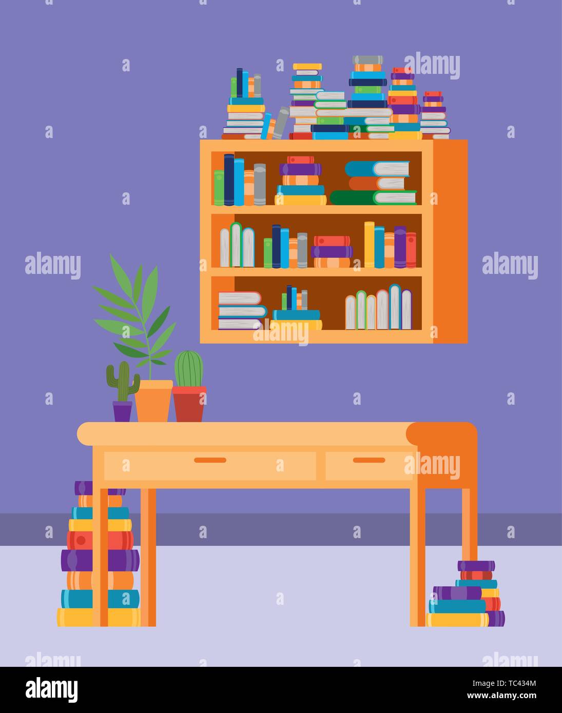 Home study room with books design Stock Vector Image & Art - Alamy