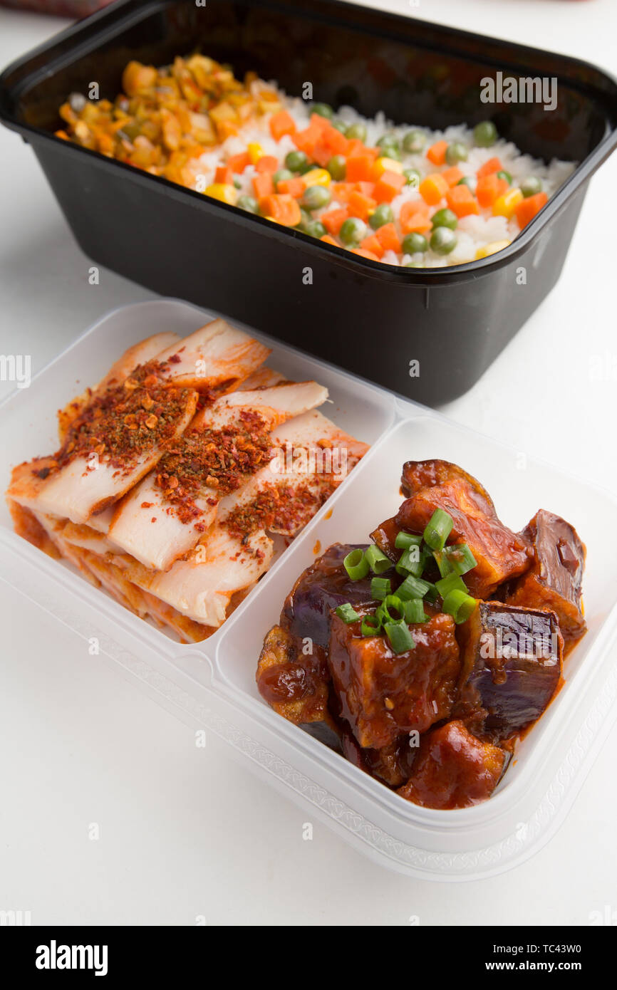Boxed lunch fast food Stock Photo - Alamy