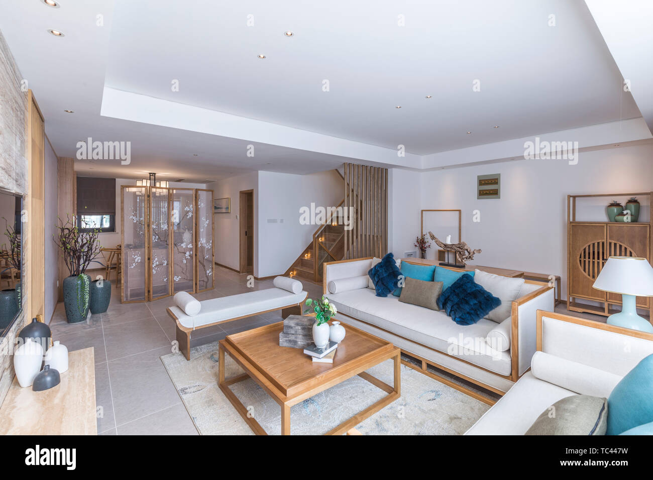 Design of interior design space of model room in modern living room ...