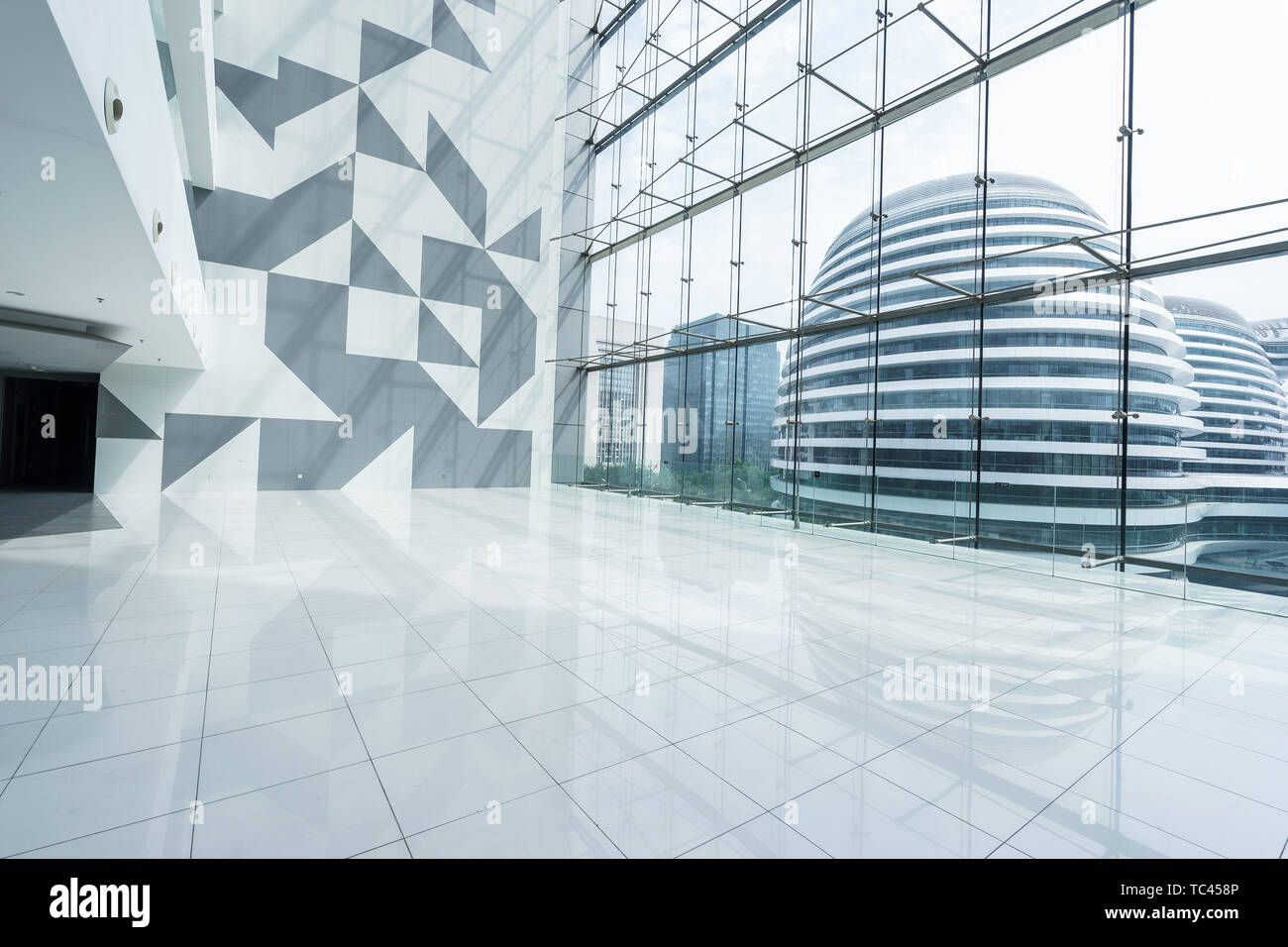 Modern building interior view window Stock Photo - Alamy