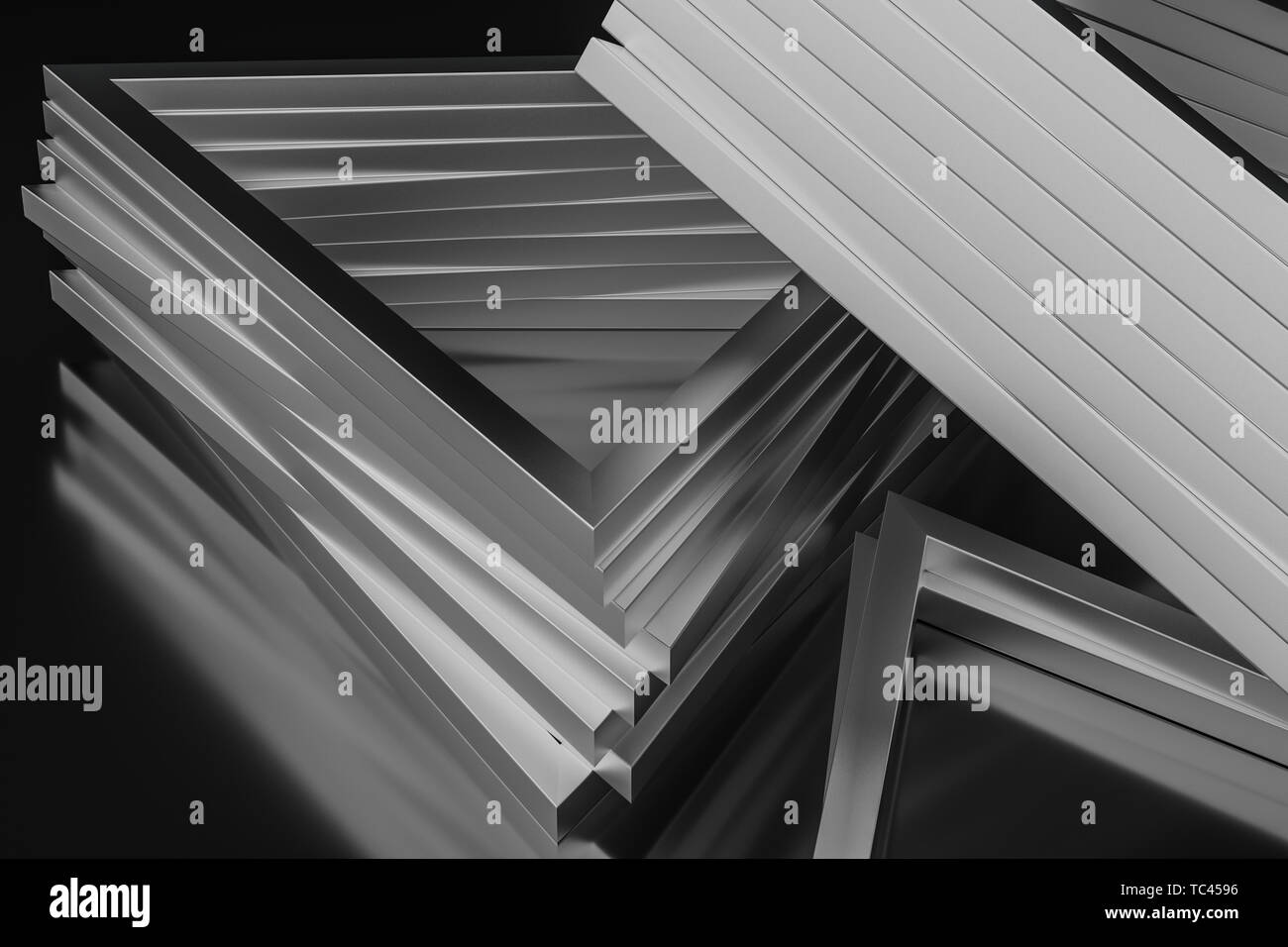 3D rendering,triangular metal frame,the metal texture Stock Photo - Alamy